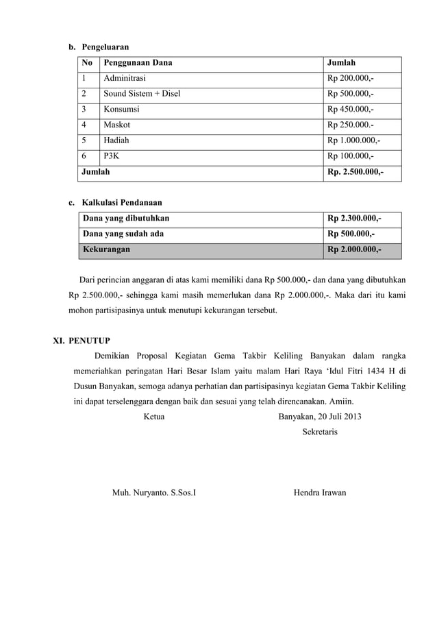 Proposal takbir keliling | DOCX