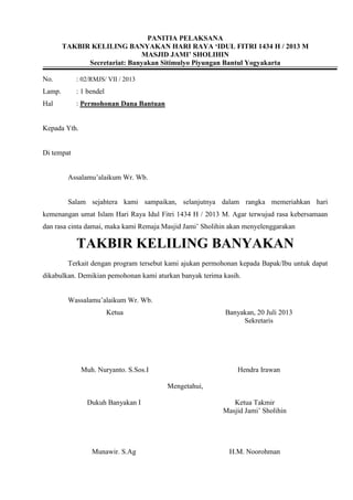 Proposal takbir keliling | PDF