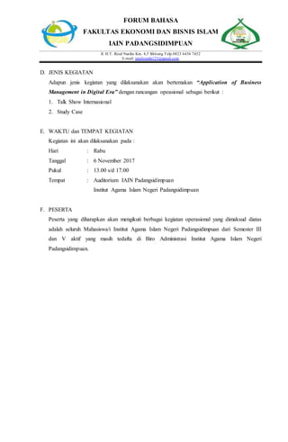 Proposal talk show internasional untuk rektor | DOCX