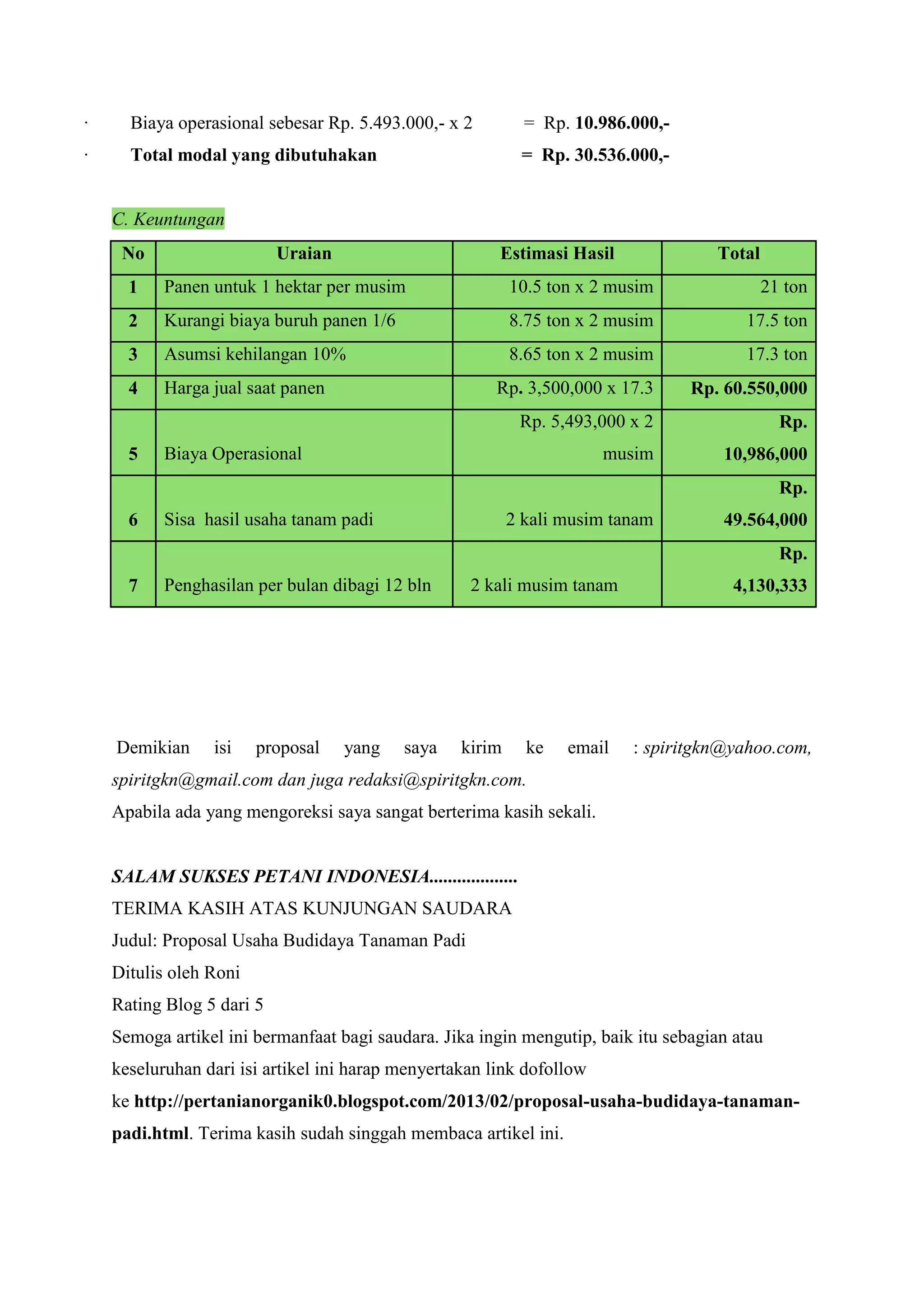 Proposal tanaman padi | DOCX