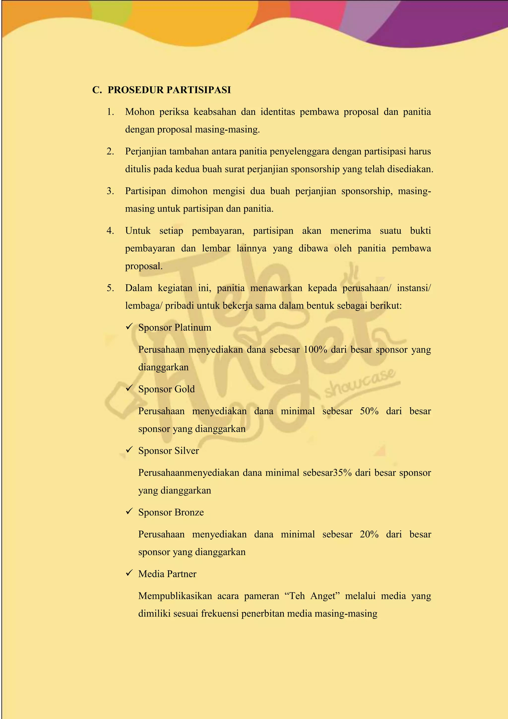 Proposal Pameran Akademik Desain Paramadina "Teh Anget" Angkatan 2012 | PDF