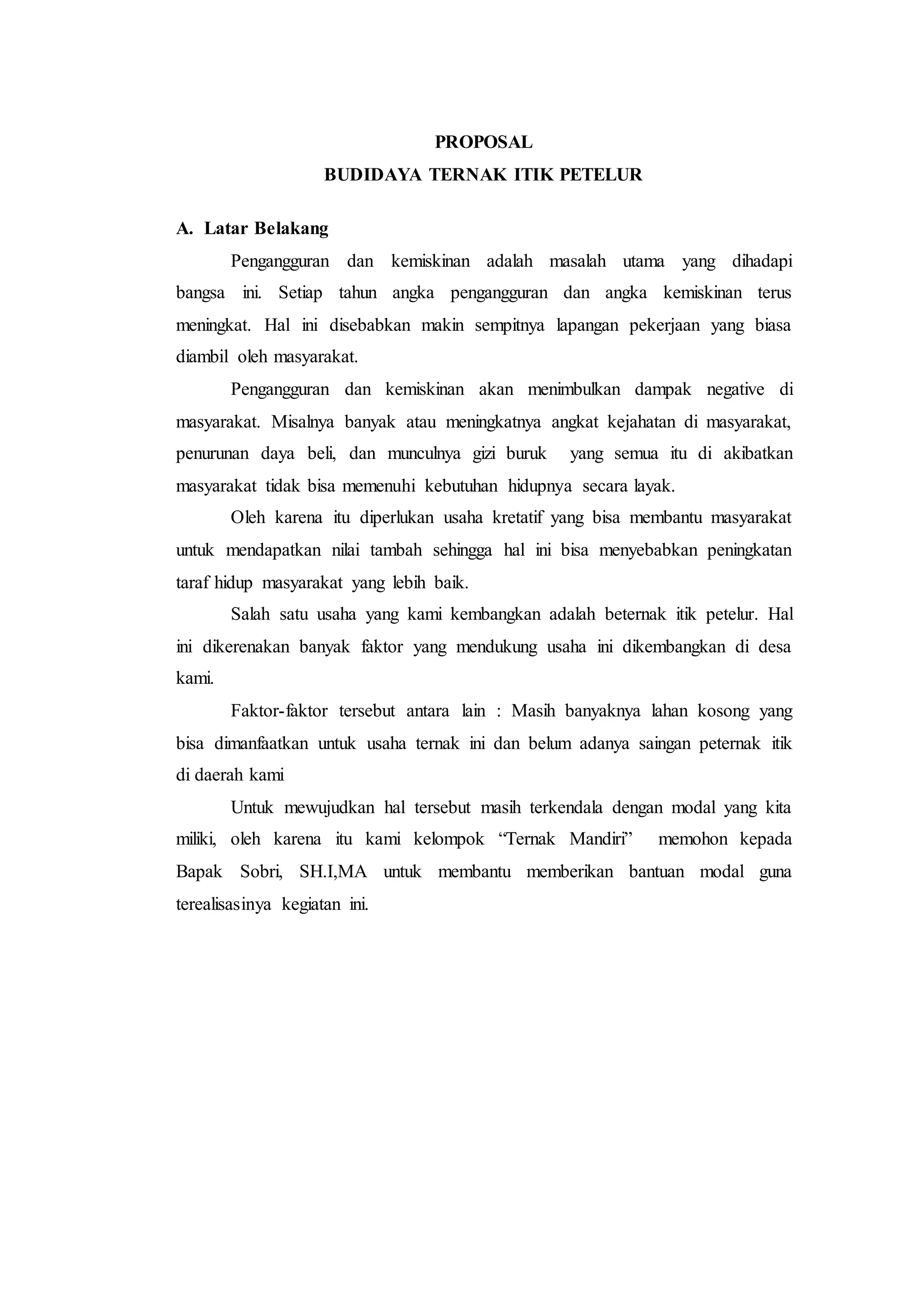 Proposal ternak itik_petelur | DOCX