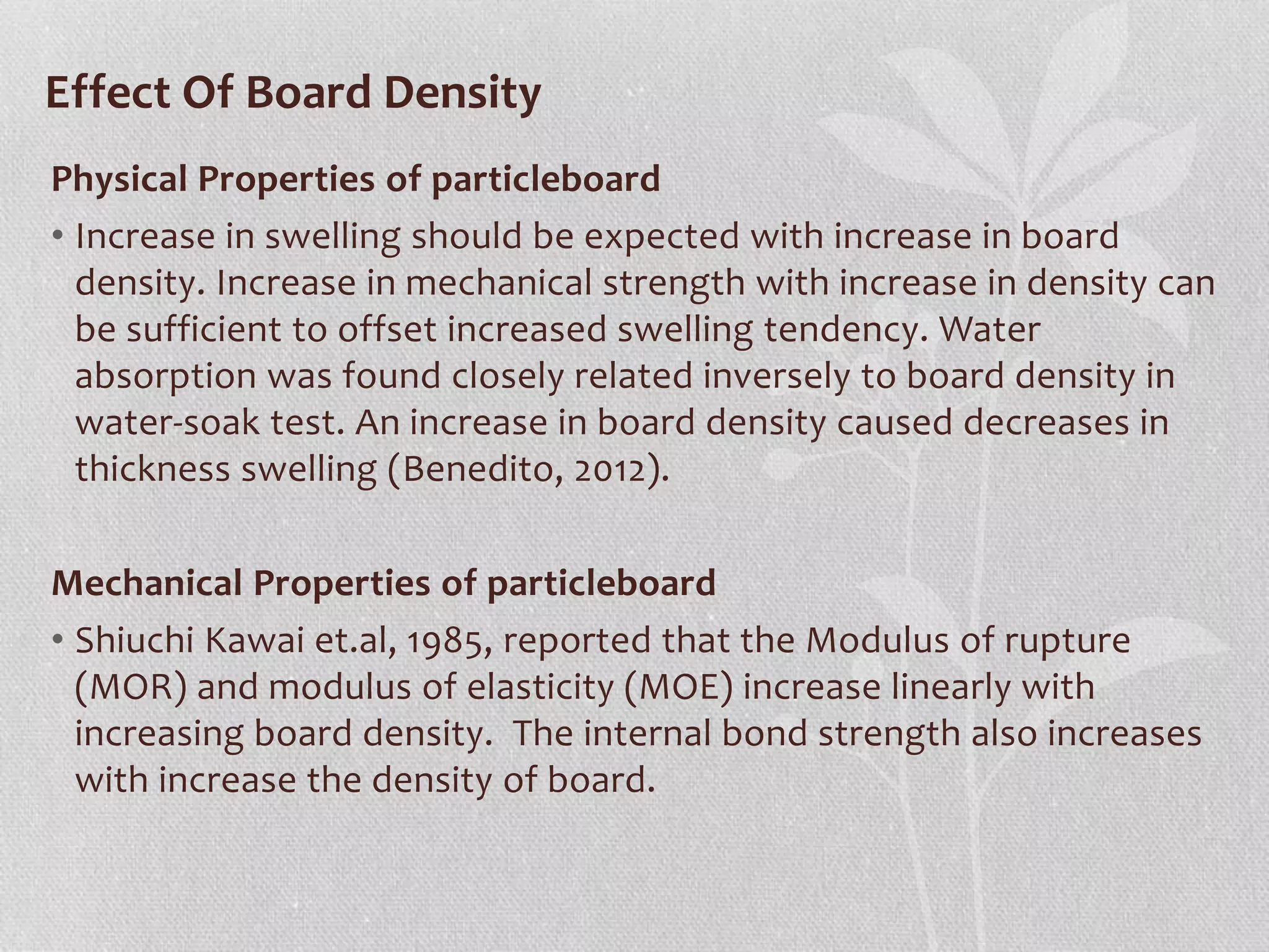 Proposal FYP degree : Evaluating The Properties of Particleboard From ...