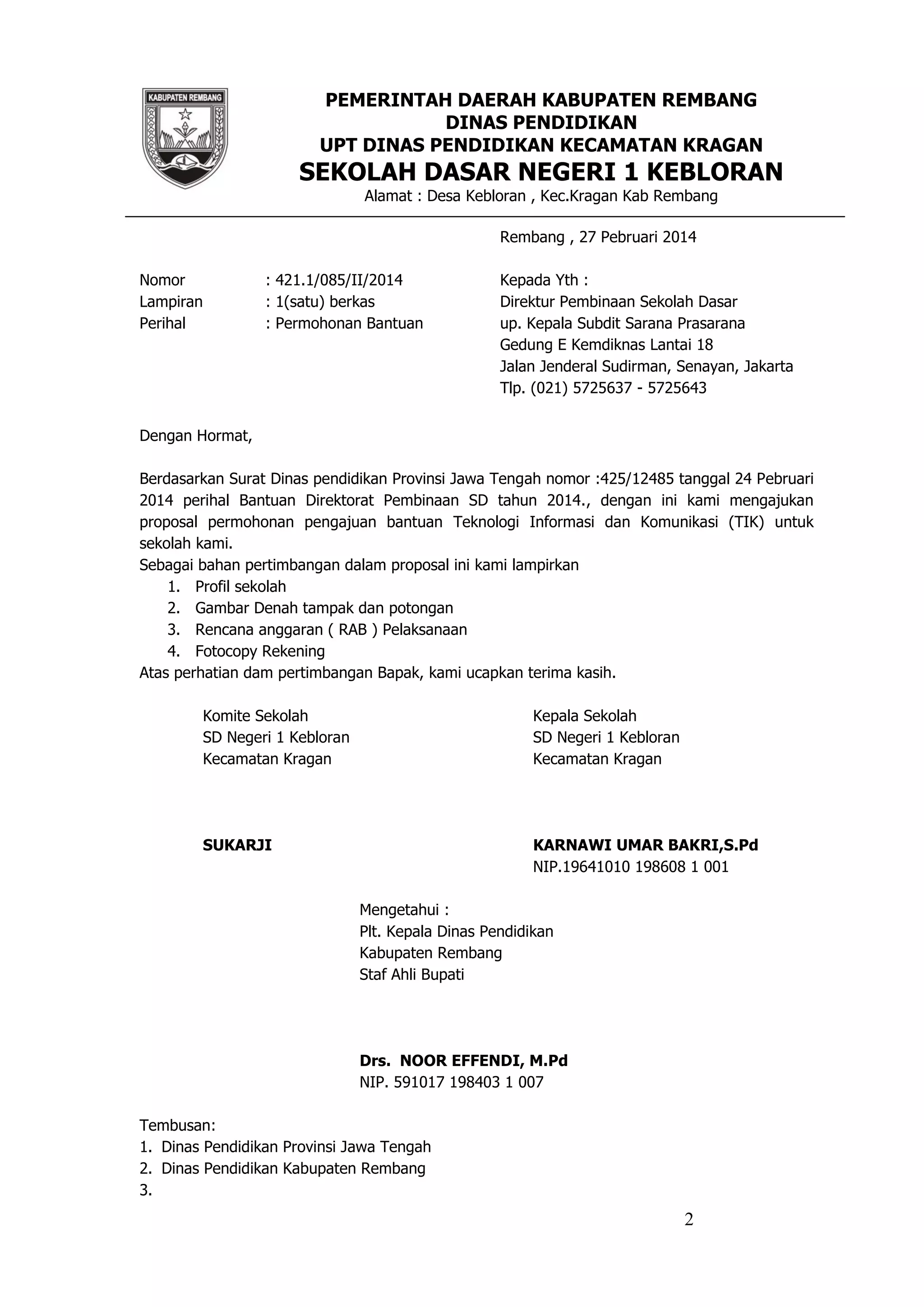 CONTOH PROPOSAL BANTUAN TIK | PDF