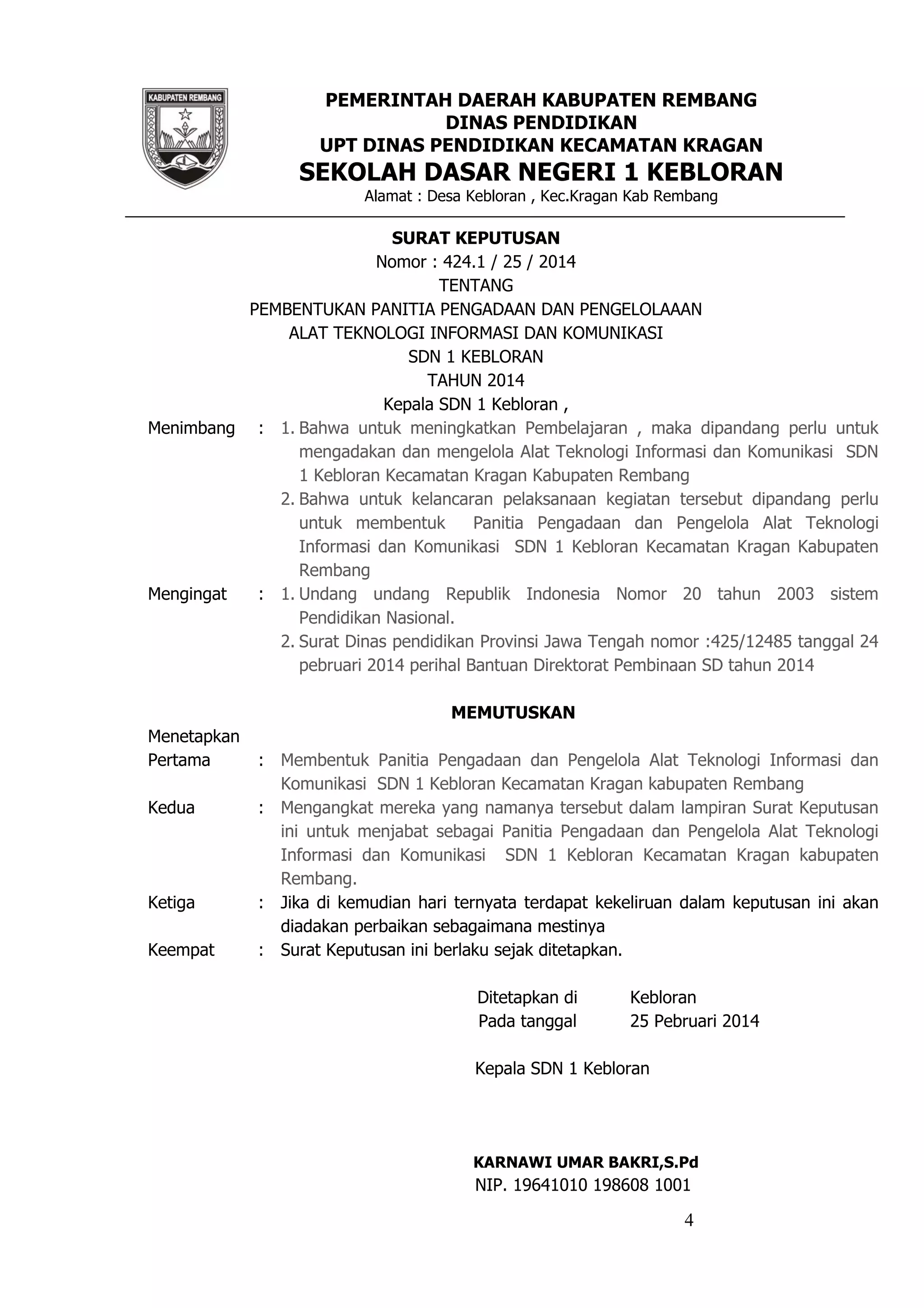 CONTOH PROPOSAL BANTUAN TIK | PDF