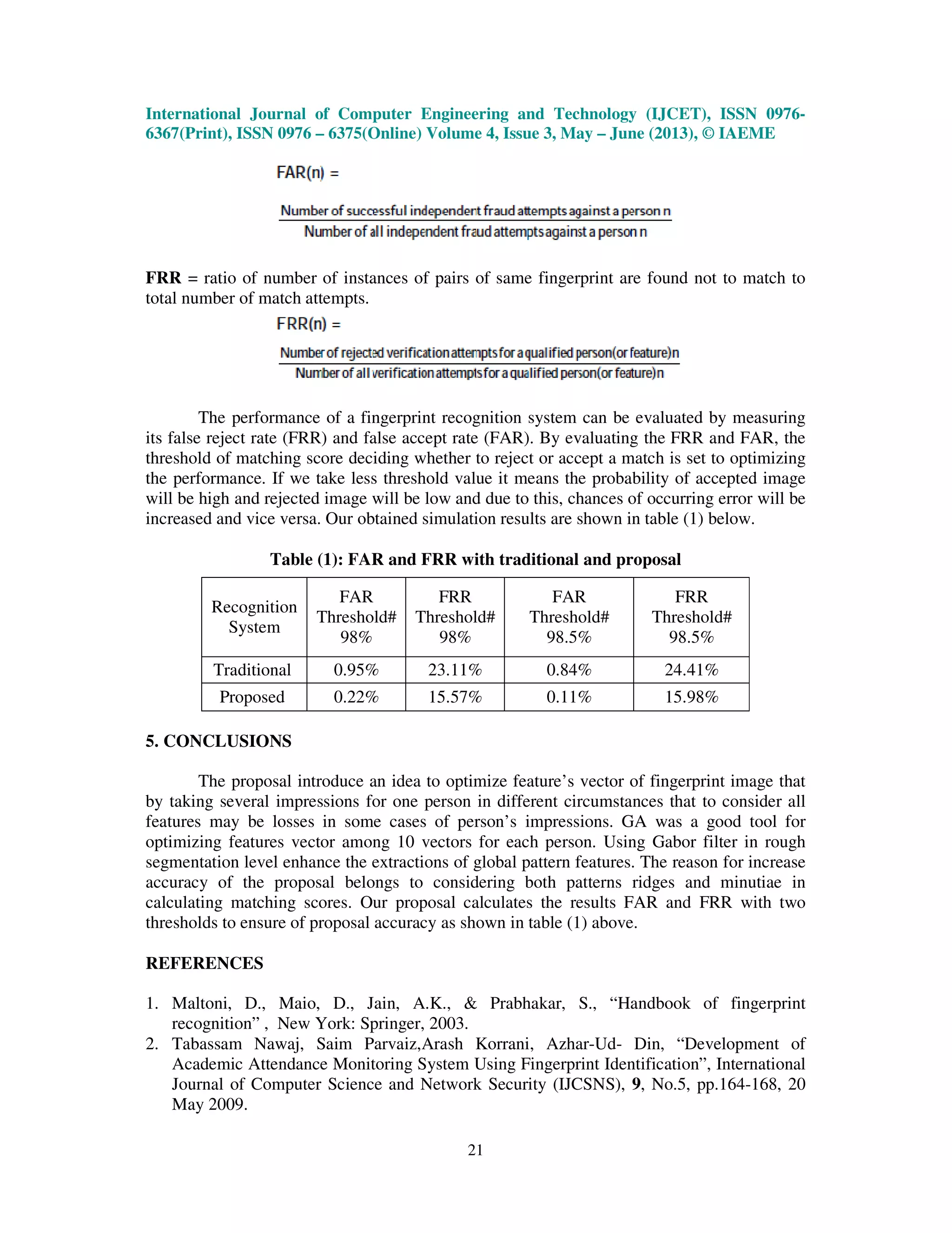 Proposal to enhance fingerprint recognition system | PDF | Computing | Technology & Computing