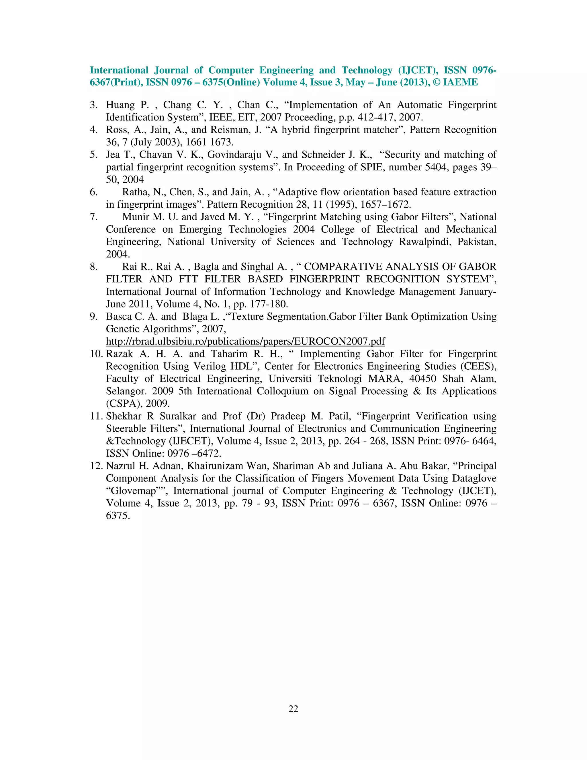 Proposal To Enhance Fingerprint Recognition System Pdf Computing Technology And Computing