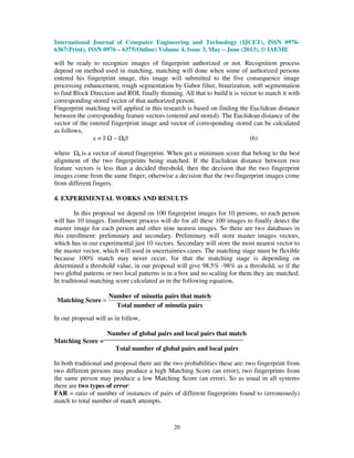 Proposal to enhance fingerprint recognition system | PDF | Computing | Technology & Computing