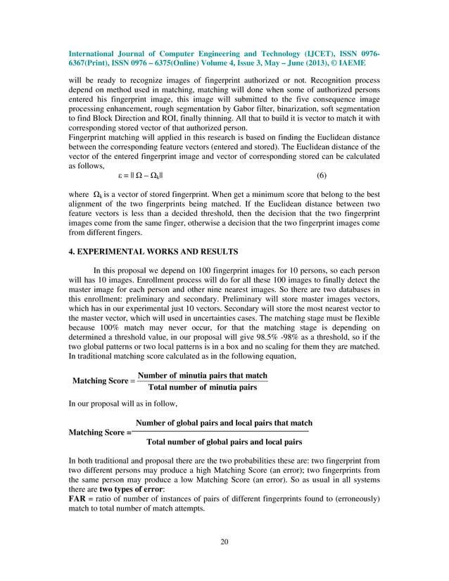 Proposal to enhance fingerprint recognition system | PDF | Computing | Technology & Computing