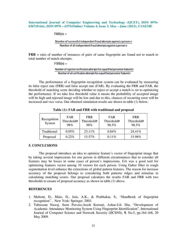 Proposal to enhance fingerprint recognition system | PDF | Computing | Technology & Computing