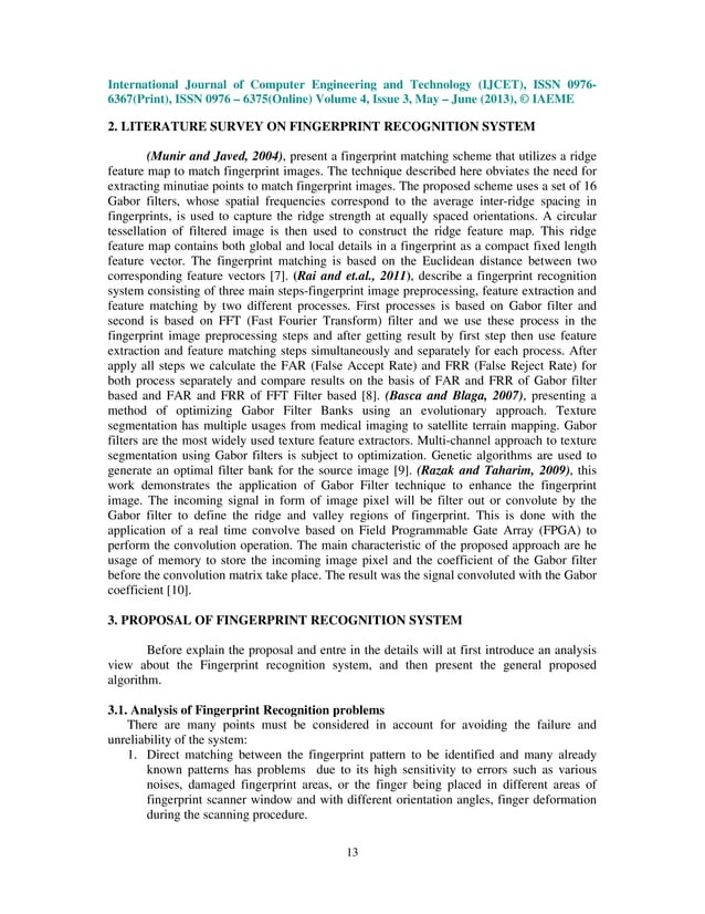 Proposal to enhance fingerprint recognition system | PDF | Computing | Technology & Computing