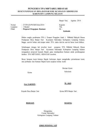 Proposal TPA Dusun Terep Desa Banjar Suri Kec. Sidomulyo | DOCX