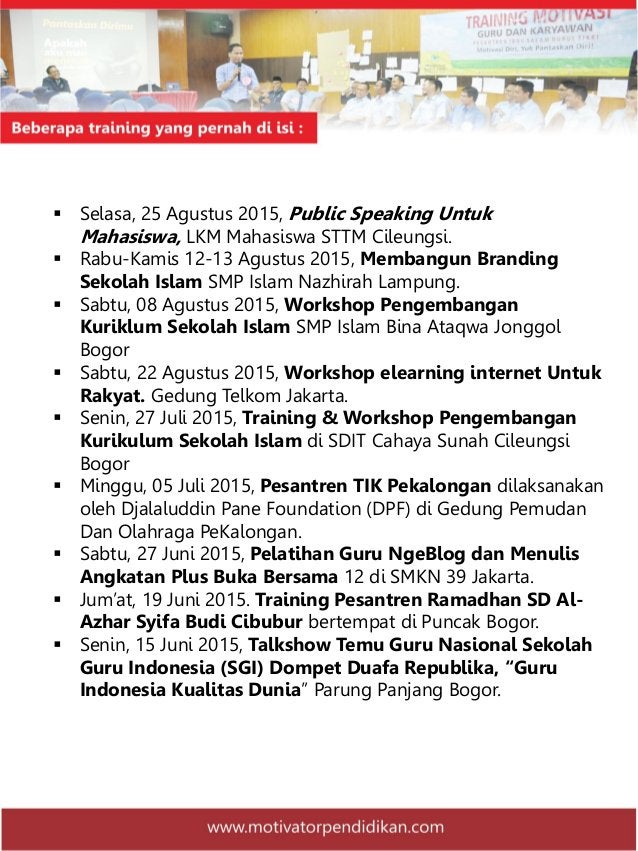 Proposal training dan Workshop motivator pendidikan com | PDF