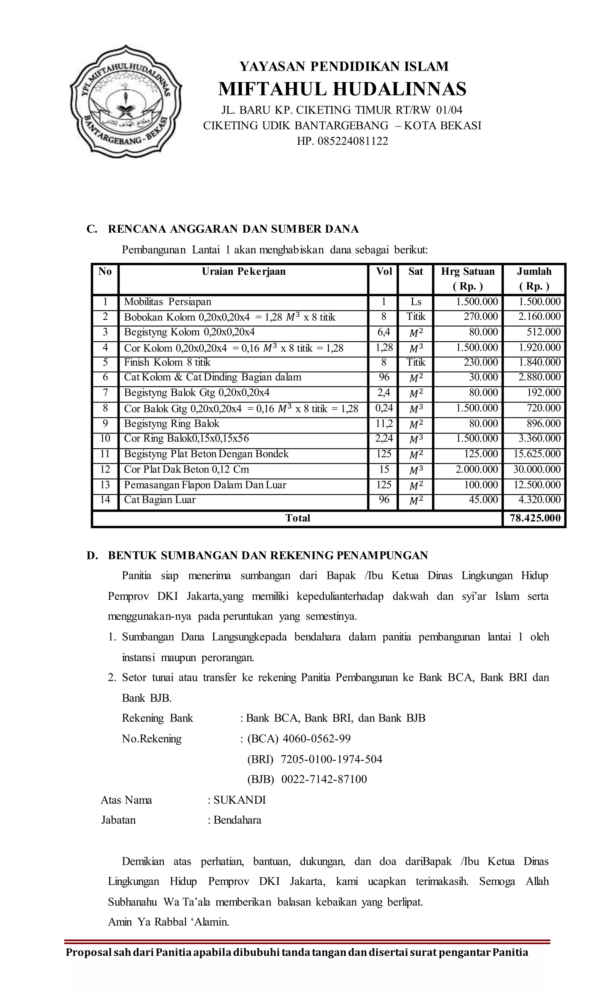 Contoh Proposal Pembangunan | DOCX