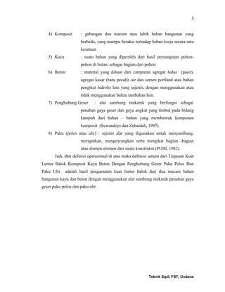 Proposal tugas akhir tinjauan kuat lentur balok komposit kayu beton | PDF