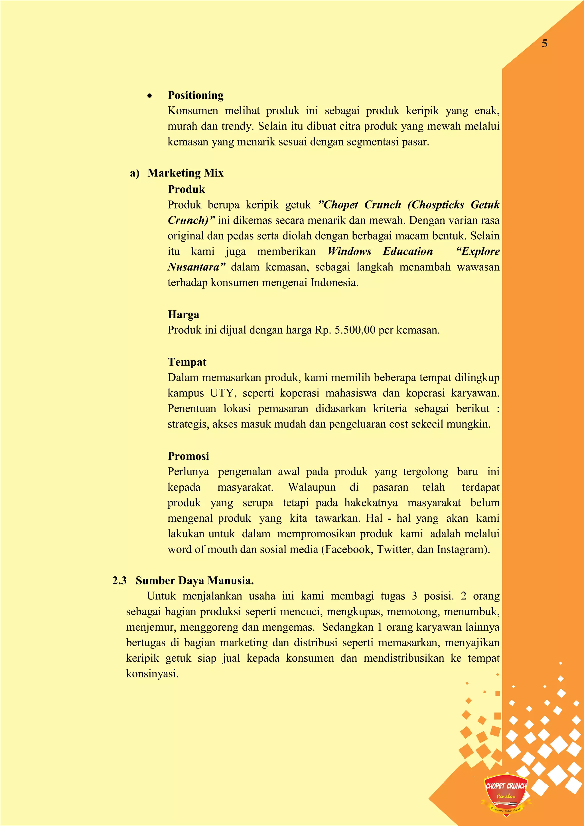 LOLOS PROPOSAL UTY CEL COMPETITION (WIRAUSAHA MUDA) | PDF