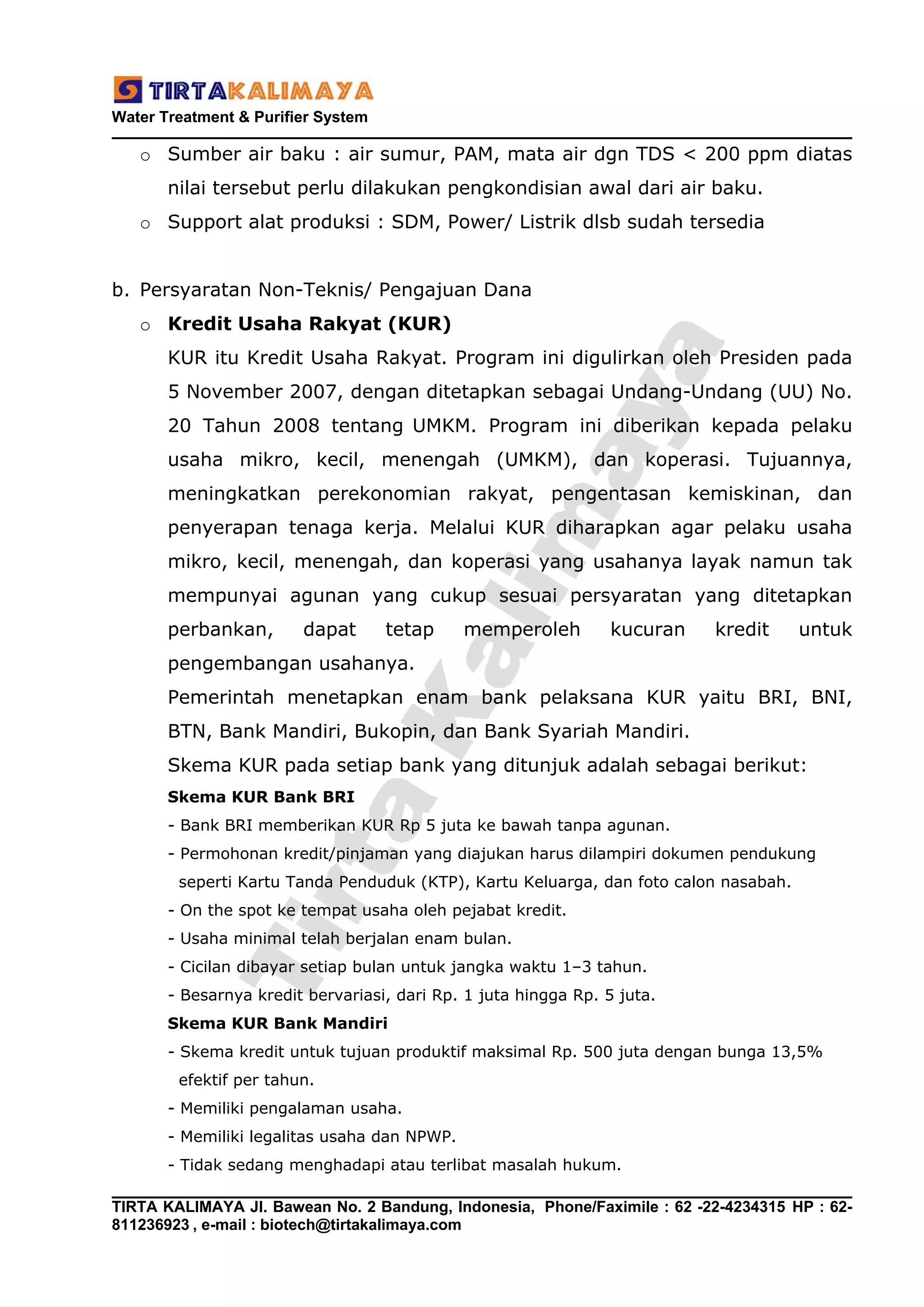 Proposal Ukm Air Minum Isi Ulang Tirta Mandiri | PDF