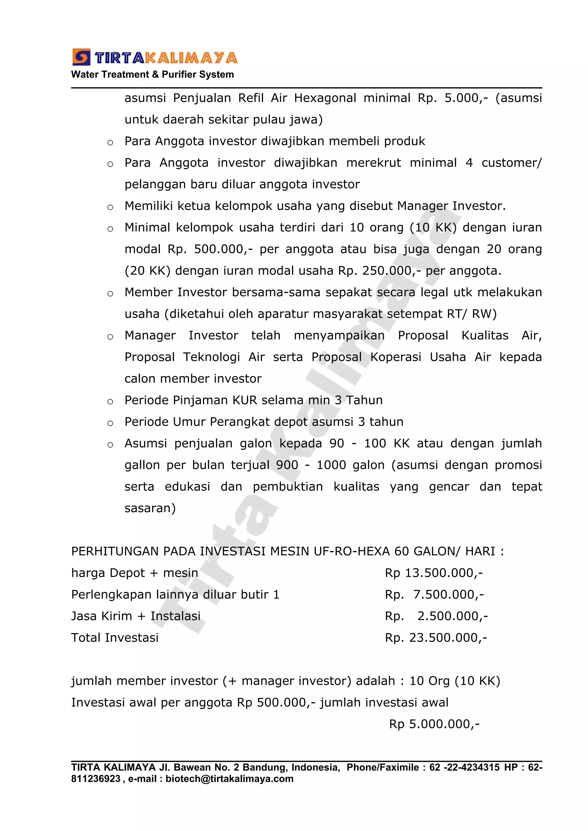 Proposal Ukm Air Minum Isi Ulang Tirta Mandiri | PDF