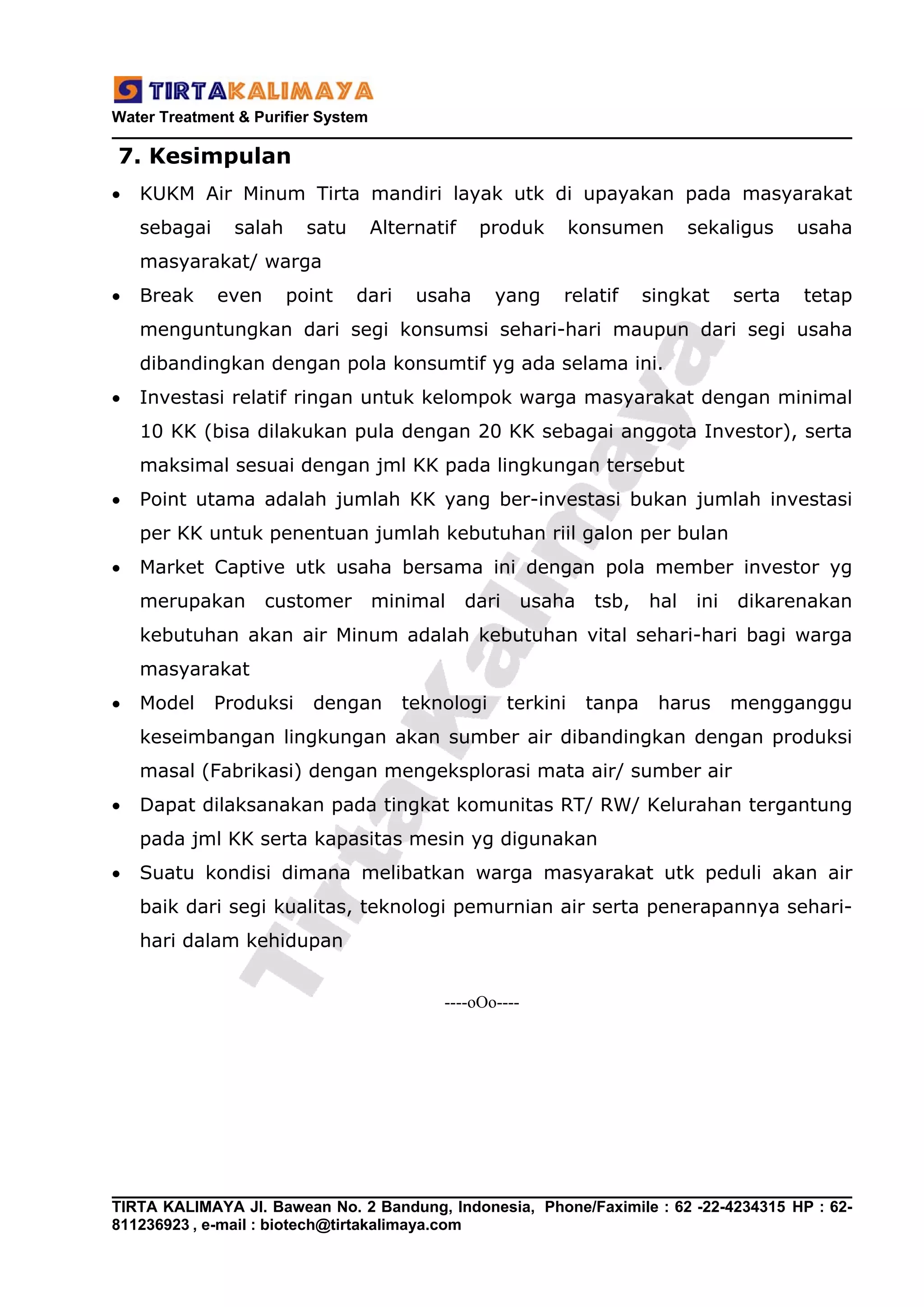 Proposal Ukm Air Minum Isi Ulang Tirta Mandiri | PDF