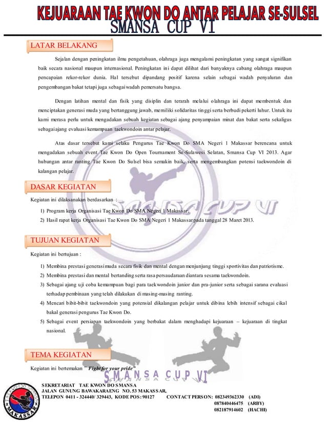 Proposal undangan smansa cup vi | PDF