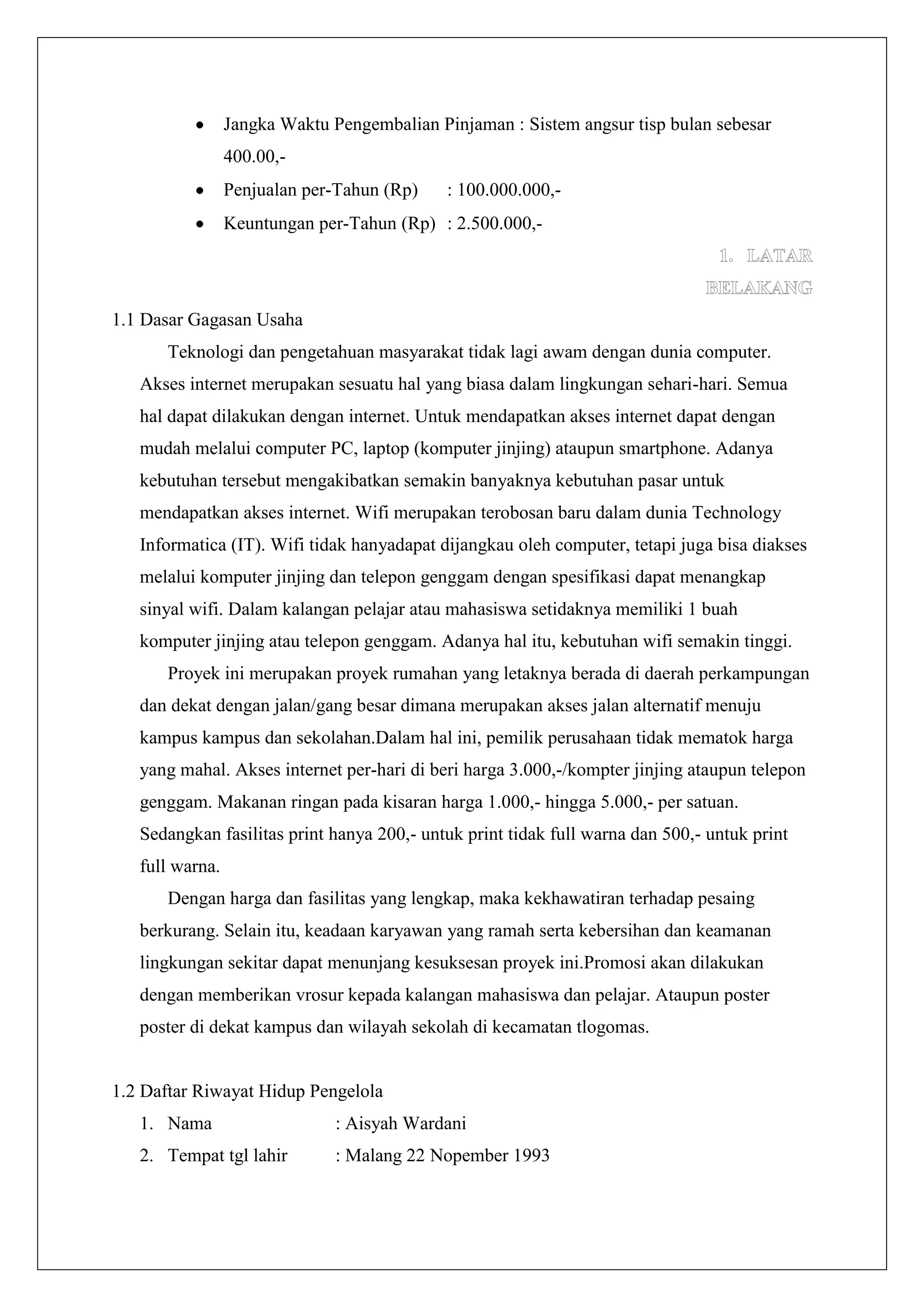 Proposal usaha | DOCX