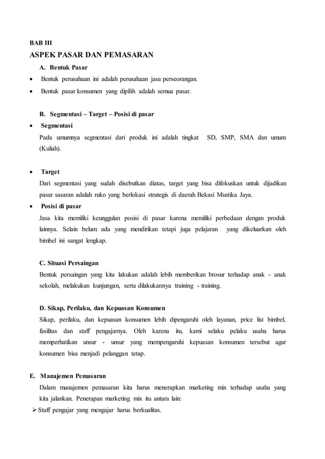 Proposal usaha bimbel | DOCX