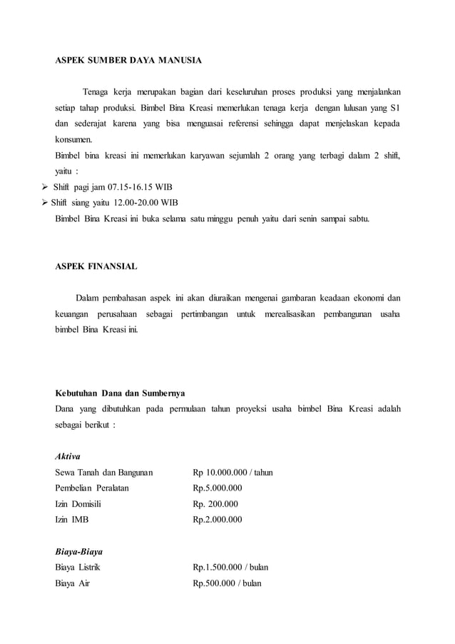 Proposal usaha bimbel | DOCX
