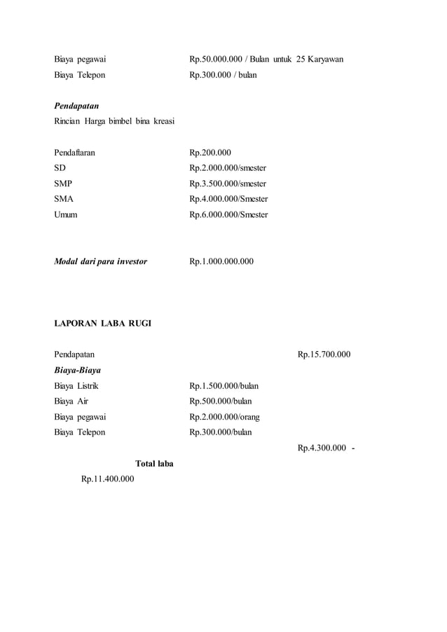 Proposal usaha bimbel | DOCX