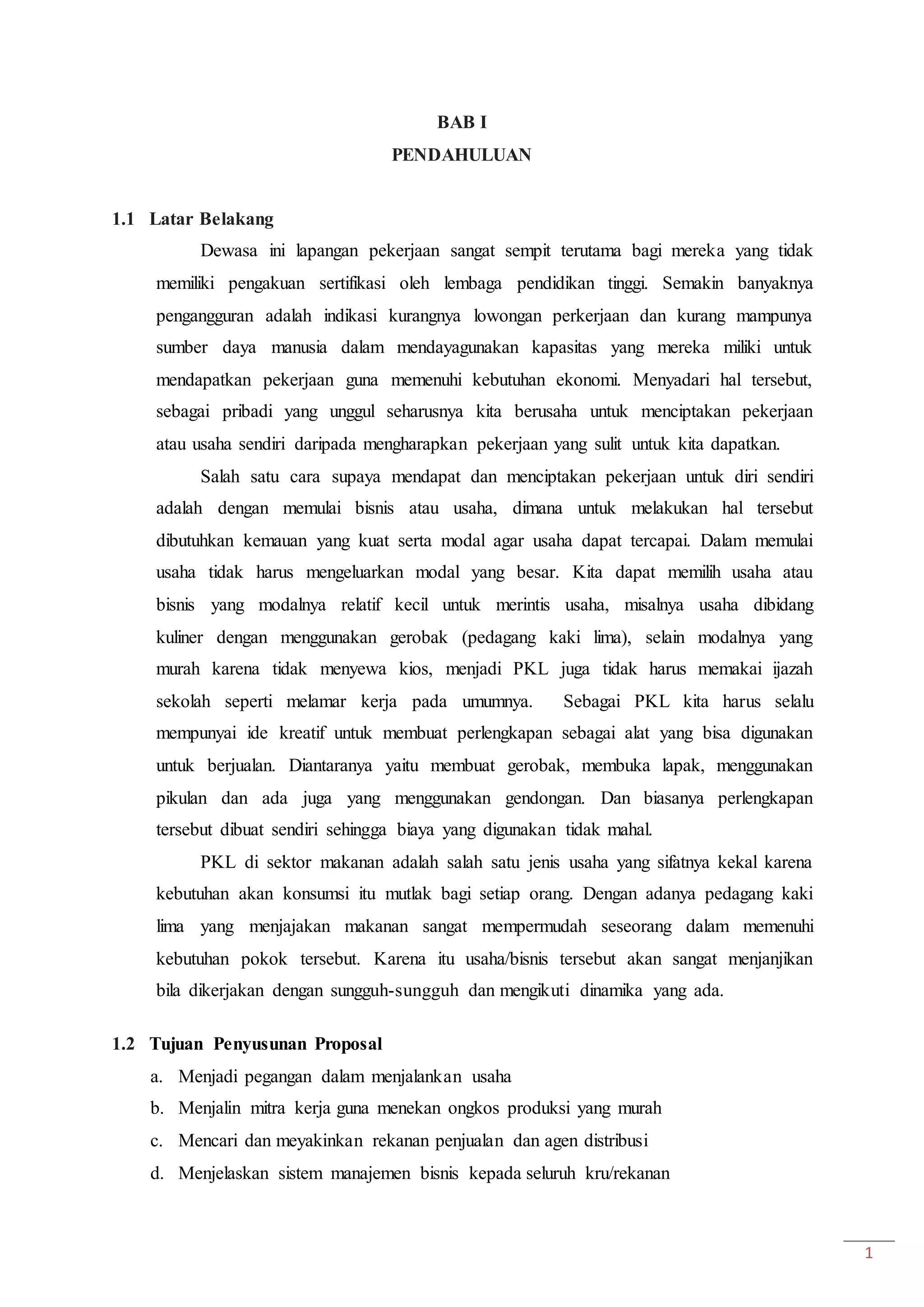 Proposal usaha dengan analisis swot | DOCX