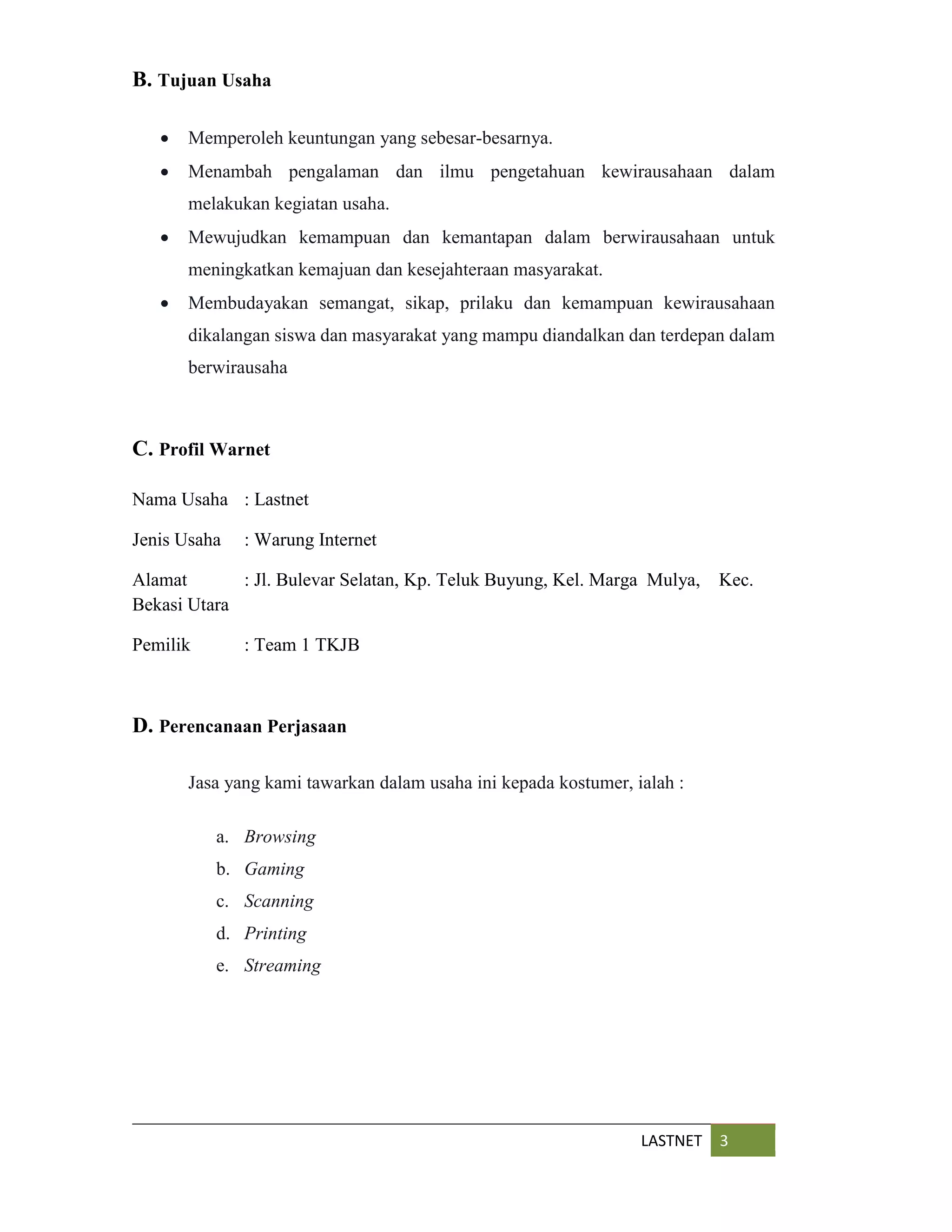 Proposal warnet | PDF