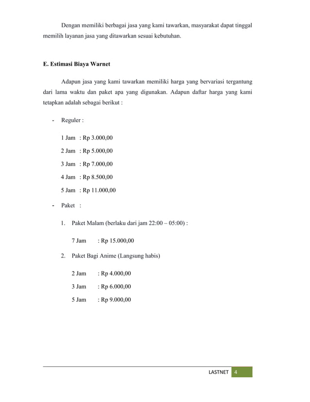 Proposal warnet | PDF
