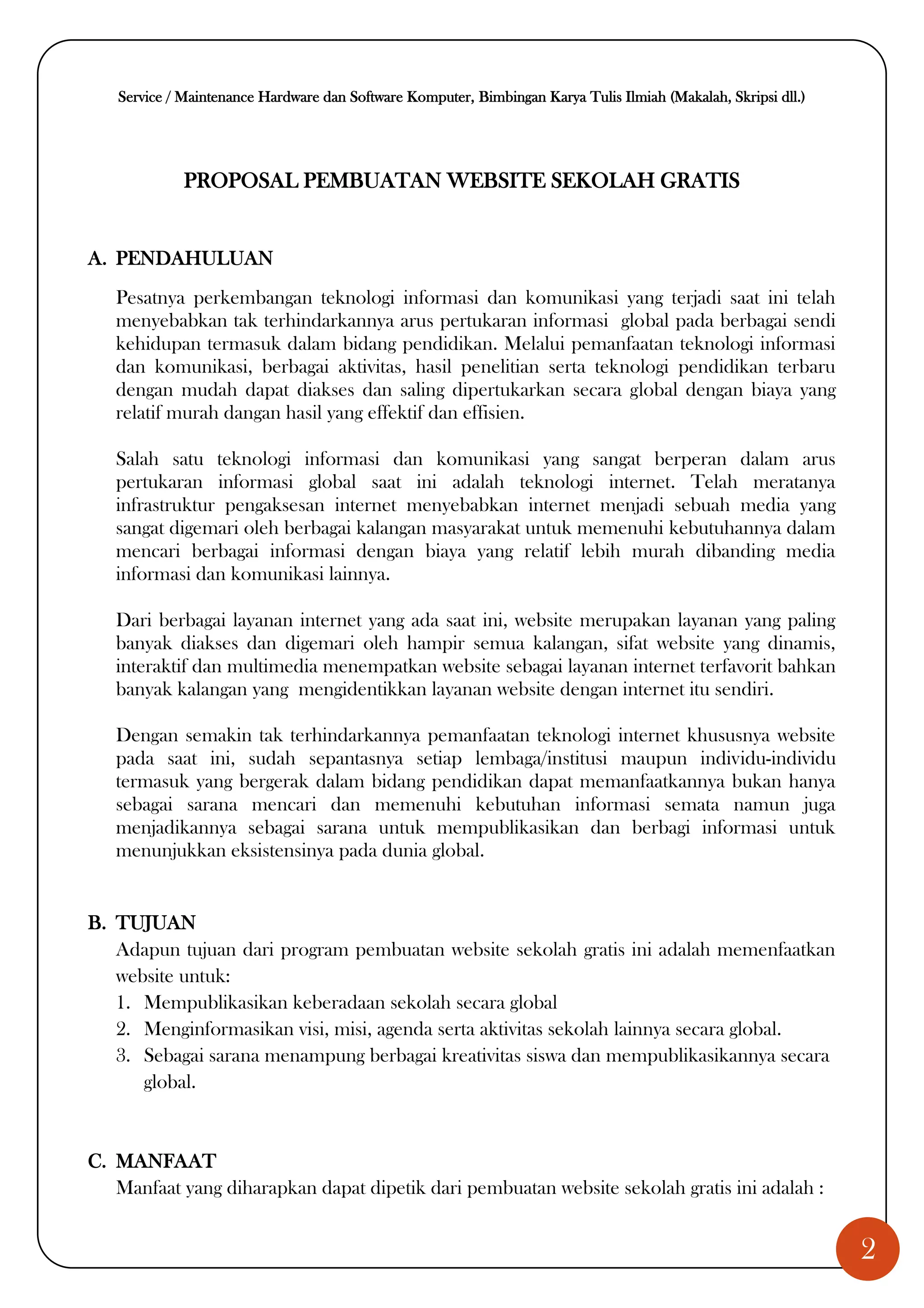 Proposal website gratis | DOCX