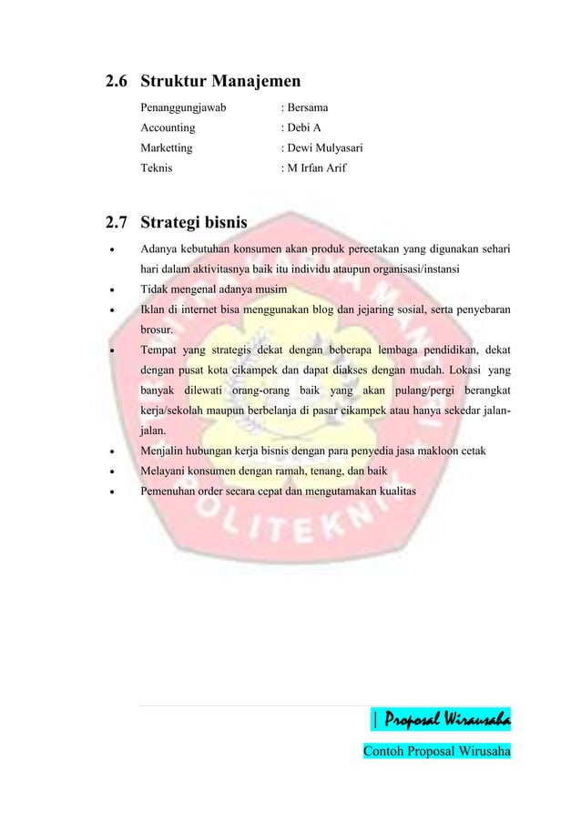 Proposal wirausaha | PDF