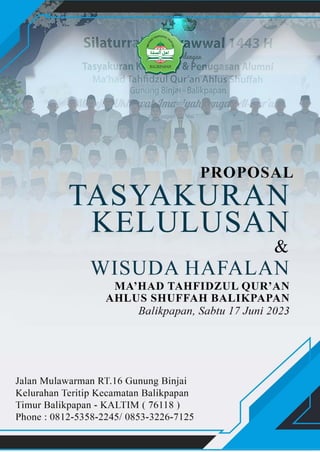 Proposal Wisuda Ahlus Shuffah 2023 Gn Binjia | PDF