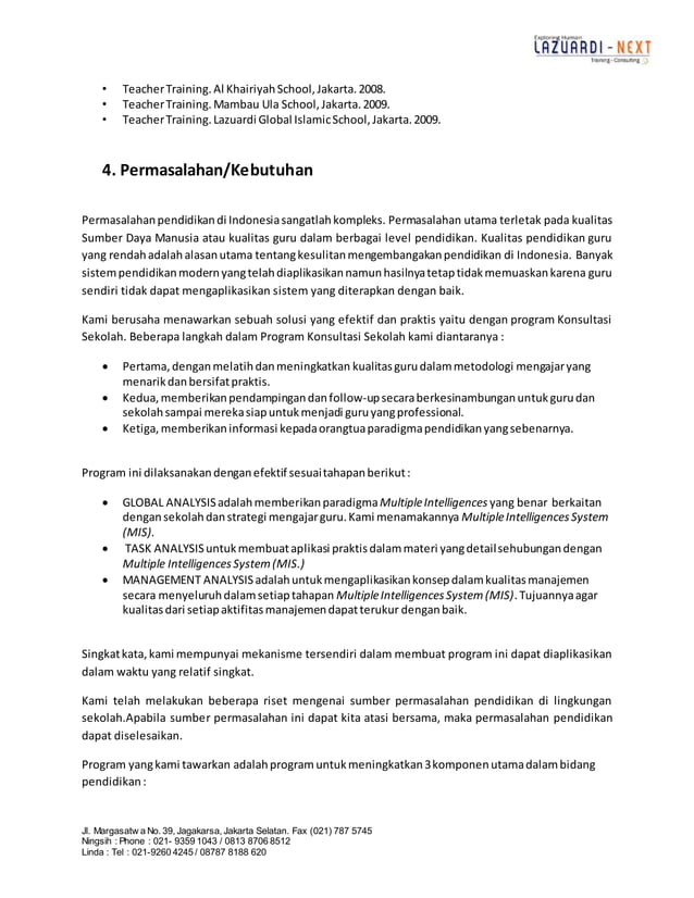 Proposal workshop multiple intelligence | PDF