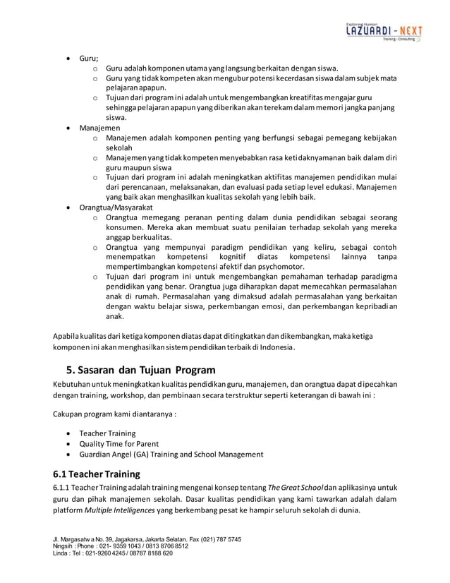 Proposal workshop multiple intelligence | PDF