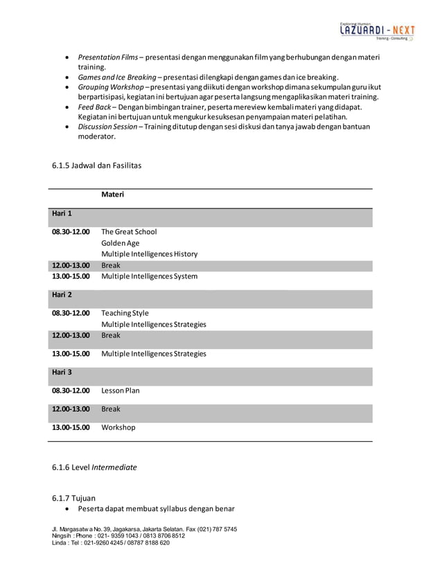 Proposal workshop multiple intelligence | PDF