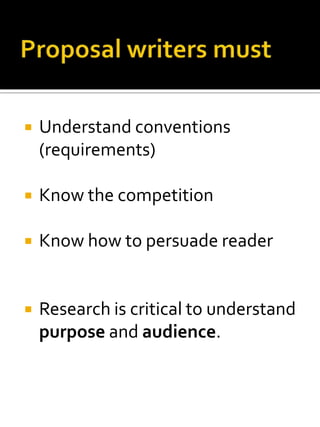 Proposal Writing | PPTX | Business | Business and Finance