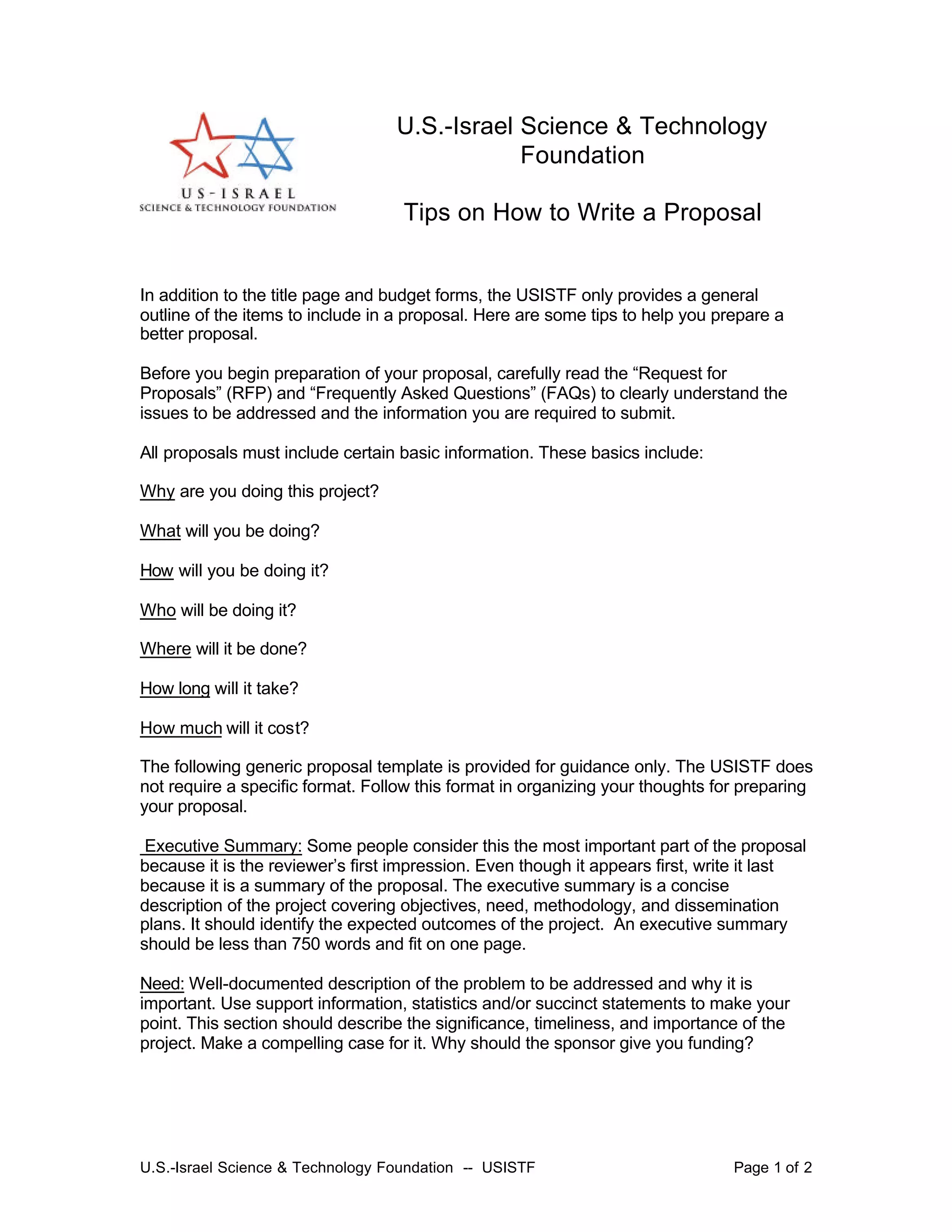 Proposal writing tips | PDF