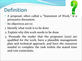 Proposal writing workshop | PPT