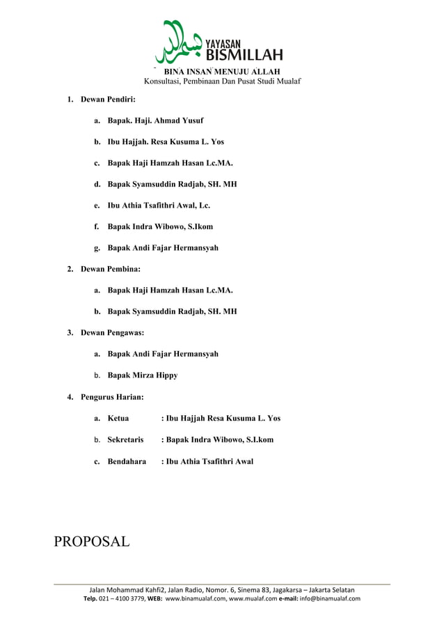 Proposal yayasan bismillah | DOC