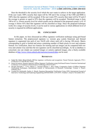 Proposed Method for Off-line Signature Recognition and Verification using Neural Network | PDF