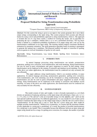 Proposed Method for String Transformation using Probablistic Approach | PDF