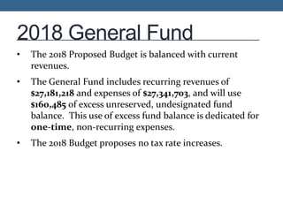 Proposed 2018 Budget Highlights | PPT
