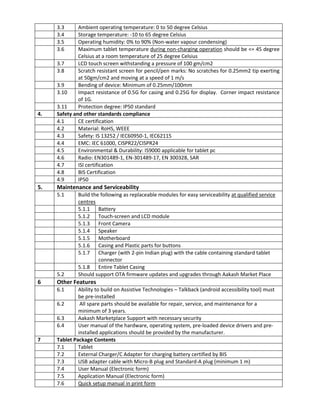 Proposed aakash iv technical specifications 0 | PDF