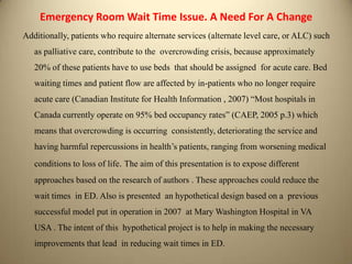Proposed actions to improve waiting times at the emergency room | PPTX