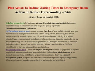 Proposed actions to improve waiting times at the emergency room | PPTX