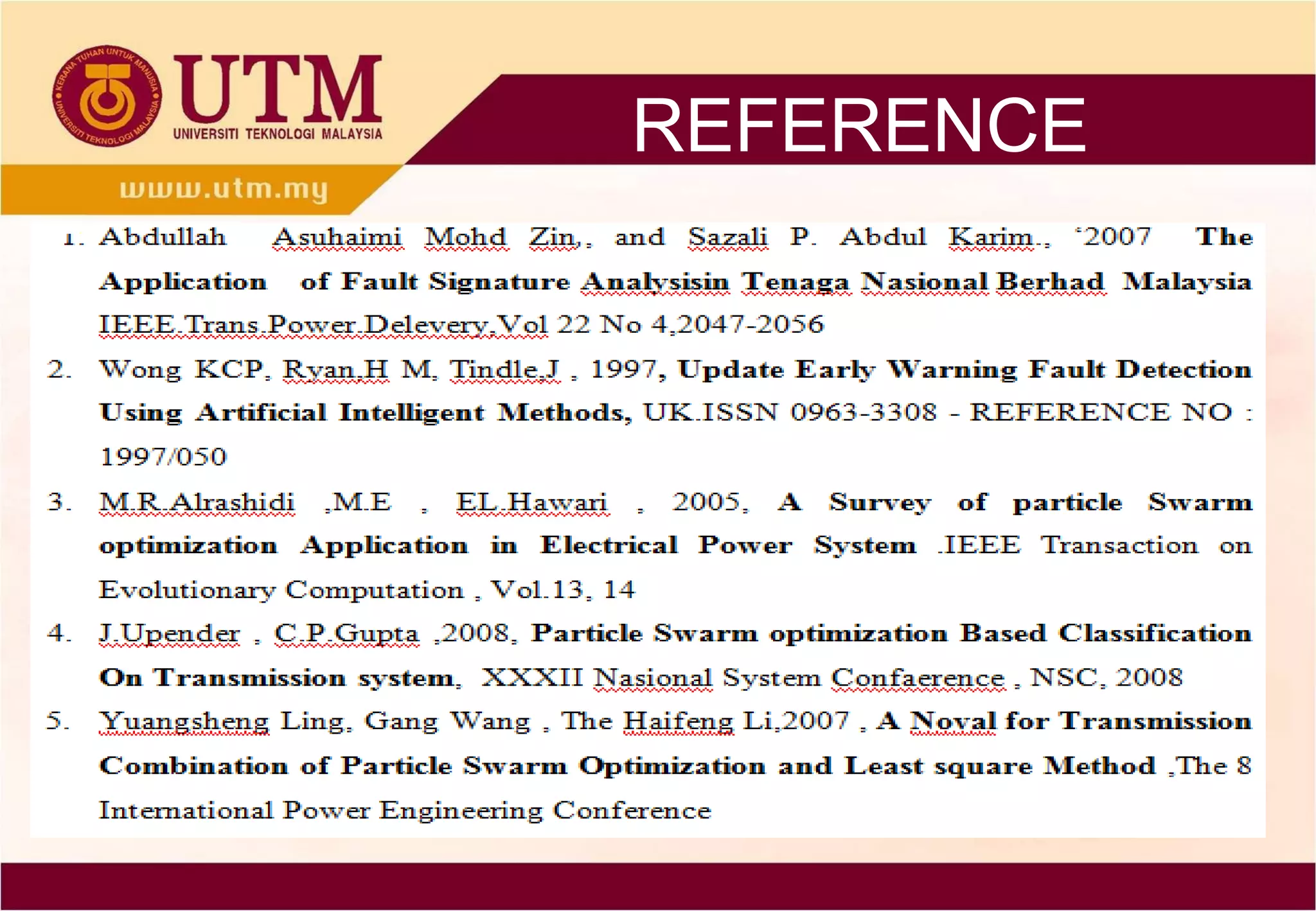 Proposed Fault Detection On Overhead Transmission Line Using Particle