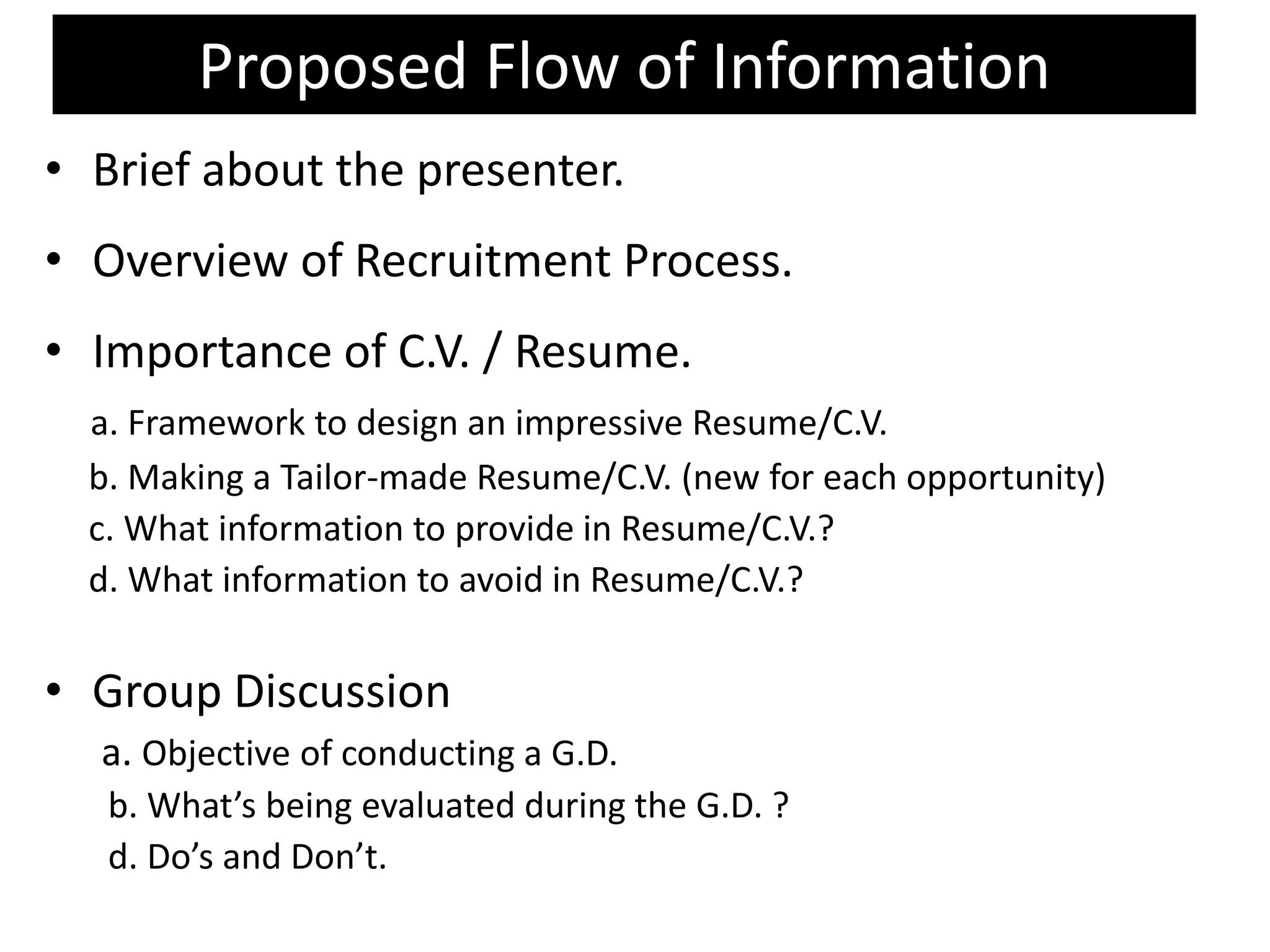 Proposed Flow of Presentation during the workshop.pptx