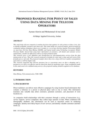 Proposed ranking for point of sales using data mining for telecom ...